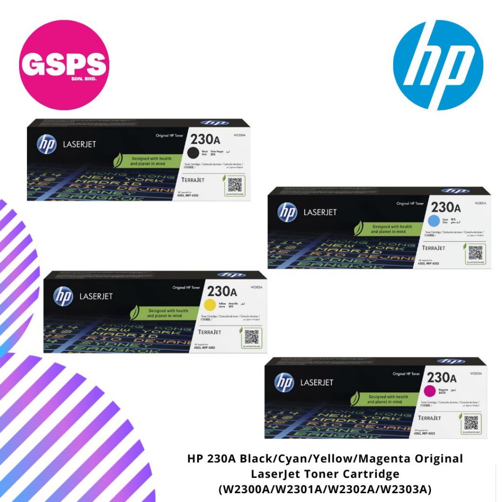 HP 230A Black/Cyan/Yellow/Magenta Original LaserJet Toner Cartridge ...