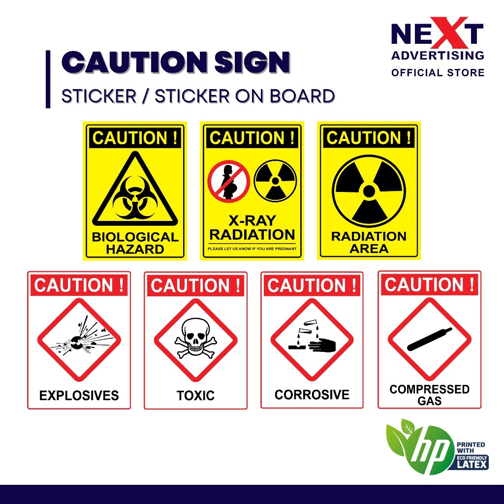 COSHH Hazard Symbol Sign | Caution Toxic Radiation Explosives Corrosive ...