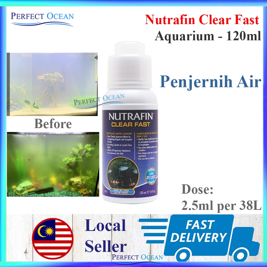 Nutrafin Clear Fast 120ml Clarifier Water Clear Aquarium Penjernih Air ...