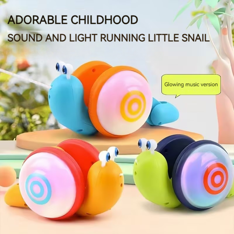 Baby Toys Baby Rope Pull Snail Toy Electric Trailer Toddler Walking ...