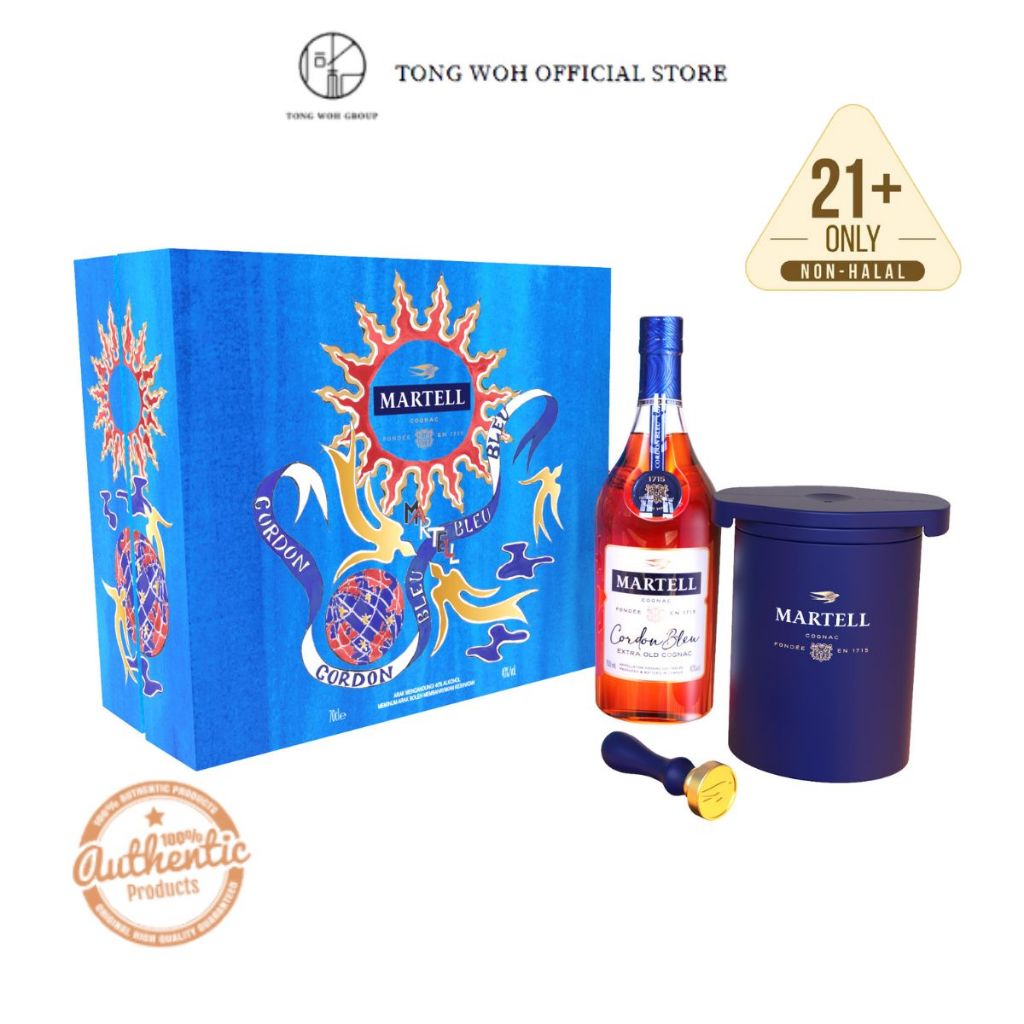 Martell Cordon Bleu 2023 CNY Limited Edition Gift Set Cognac 700ML [FREE Martell Glass & Coaster ...