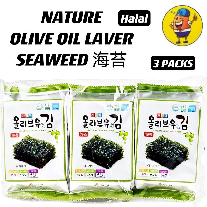 NATURE OLIVE OIL LAVER SEAWEED 海苔 3Packs 4.2g | Shopee Malaysia