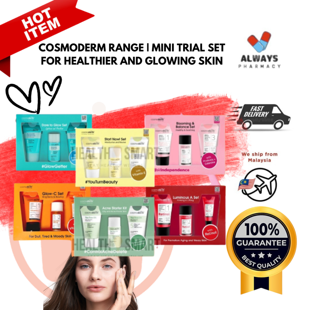 COSMODERM RANGE | MINI TRIAL SET KIT 3 IN 1 | FOR HEALTHIER AND GLOWING ...