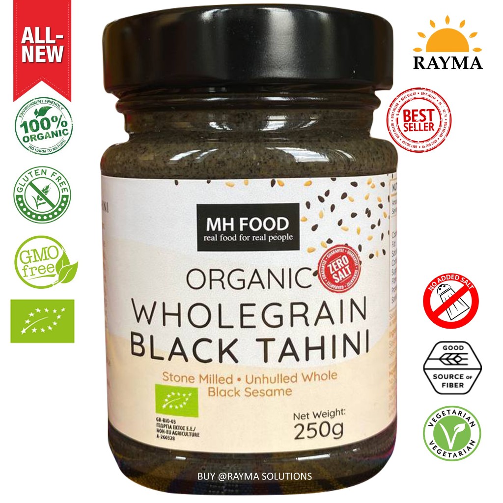 MH FOOD Organic Wholegrain Black Tahini, Stone Milled, Unhulled Whole ...