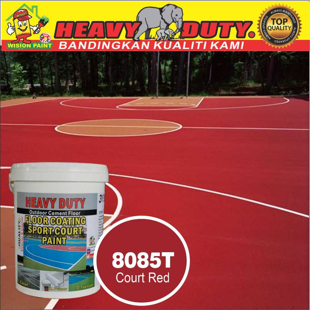 8085T COURT RED ( 18L ) HEAVY DUTY CEMENT FLOOR COATING / SPORT COURT ...