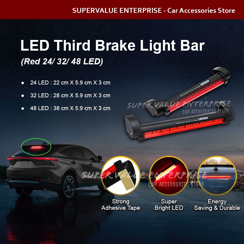 12v Universal Car Red 24/32/48 LED Third Brake Light Bar Tail Stopping ...