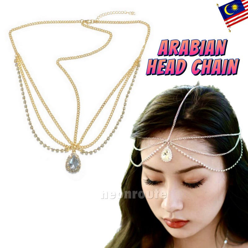 Arabian Style Head Chain. Rhinestone Head Jewelry. Belly Dance Costume ...
