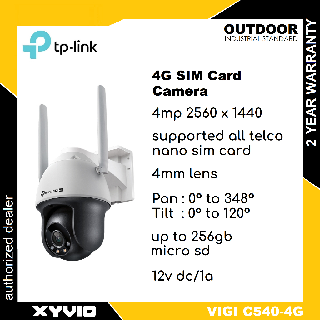 TP-LINK VIGI C540-4G 4mm (4G nano sim card) VIGI 4MP Outdoor Full-Color ...