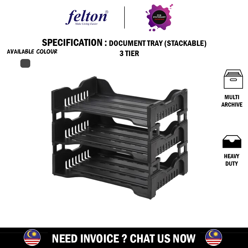 Felton A4 Size 3 Tier Document File Organizer Tray Organizer Table ...