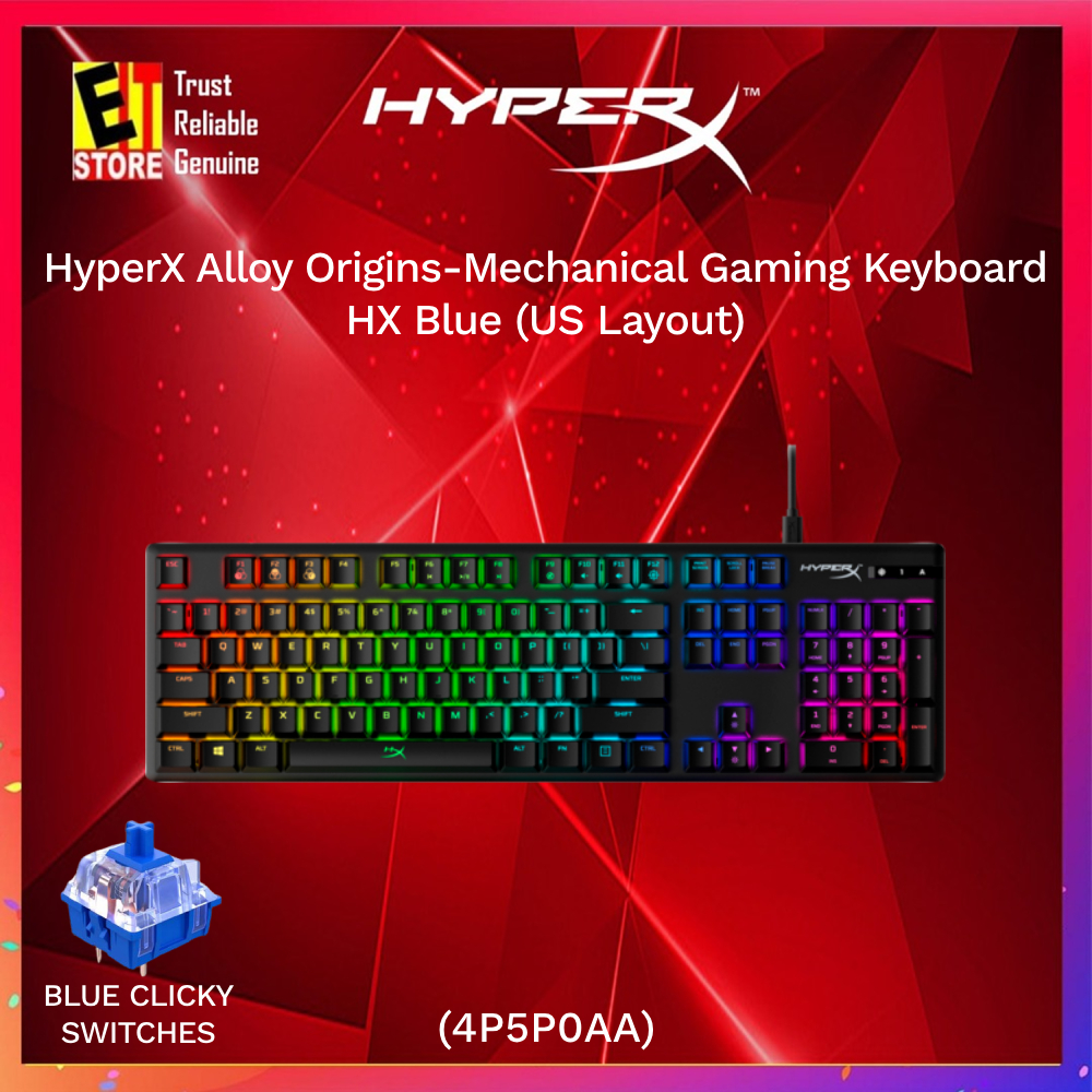 HYPERX ALLOY ORIGINS MECHANICAL GAMING KEYBOARD (BLUE CLICKY SWITCHES ...