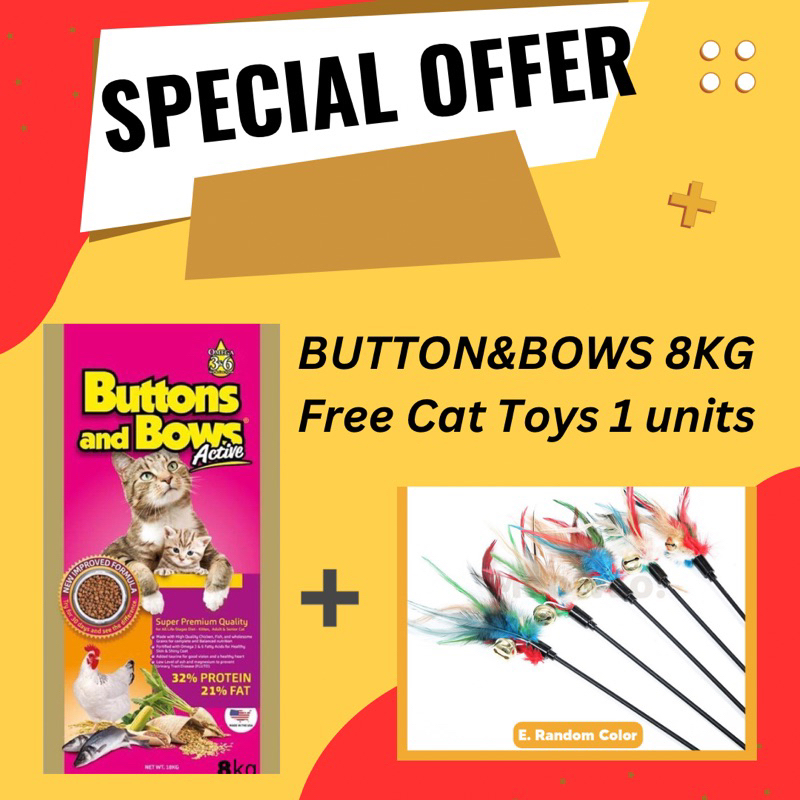 [Original 8kg] Button&Bows Cat Food (Free Mainan Kucing) | Shopee Malaysia