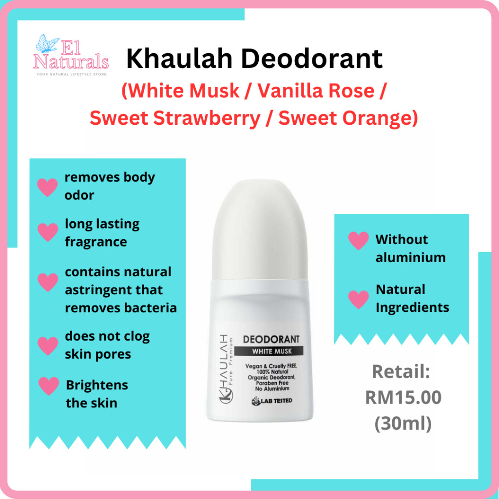 Khaulah Natural Deodorant Pewangi Ketiak (Remove Body Odor, Skin ...