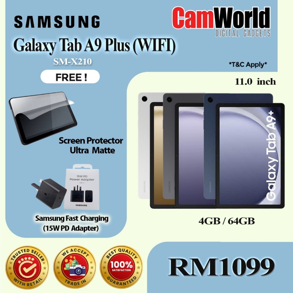 Samsung Galaxy Tab A9+ / Plus Wifi ( SM-X210 ) ( 4GB + 64GB ) Dengan ...