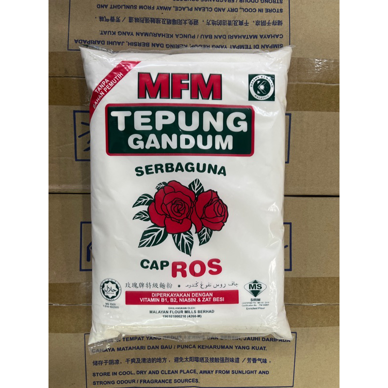 tepung gandum serbaguna cap ros MFM 850gm flour baking ready stock ...