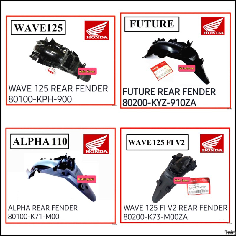 Rear Fender Original Honda W125 Wave 125 / Future / Alpha CX110 / Wave 125i Fi V2 / Alpha CX 110 ...