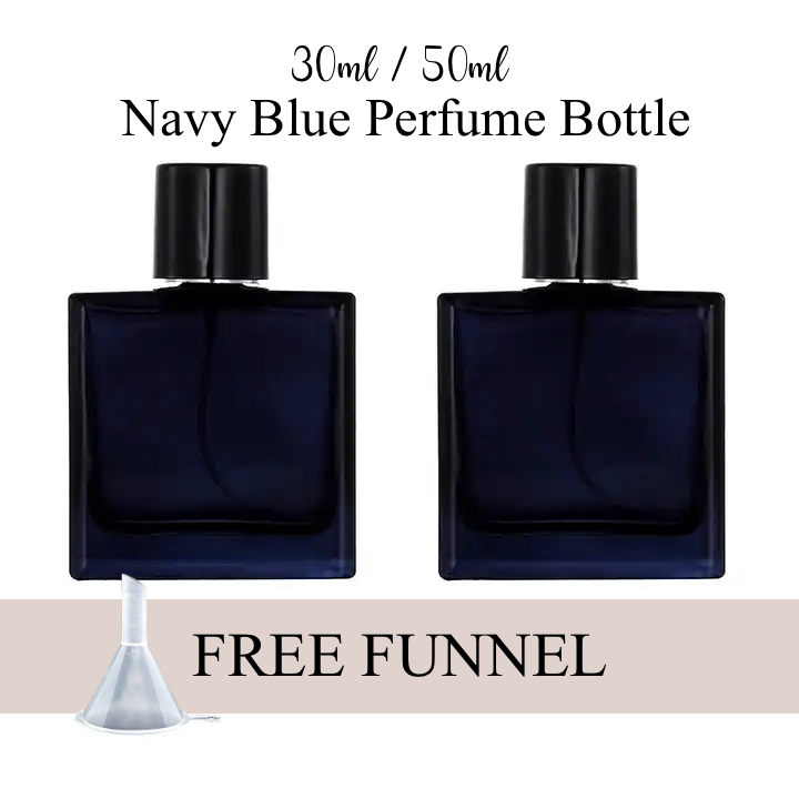 (30ml / 50ml) Navy Blue Gradient Glass Perfume Bottle with Silver ...