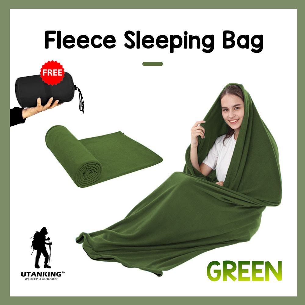 UtanKing™ Fleece Sleeping Bag Liner Warm Camping Blanket Mat Hiking Beg ...