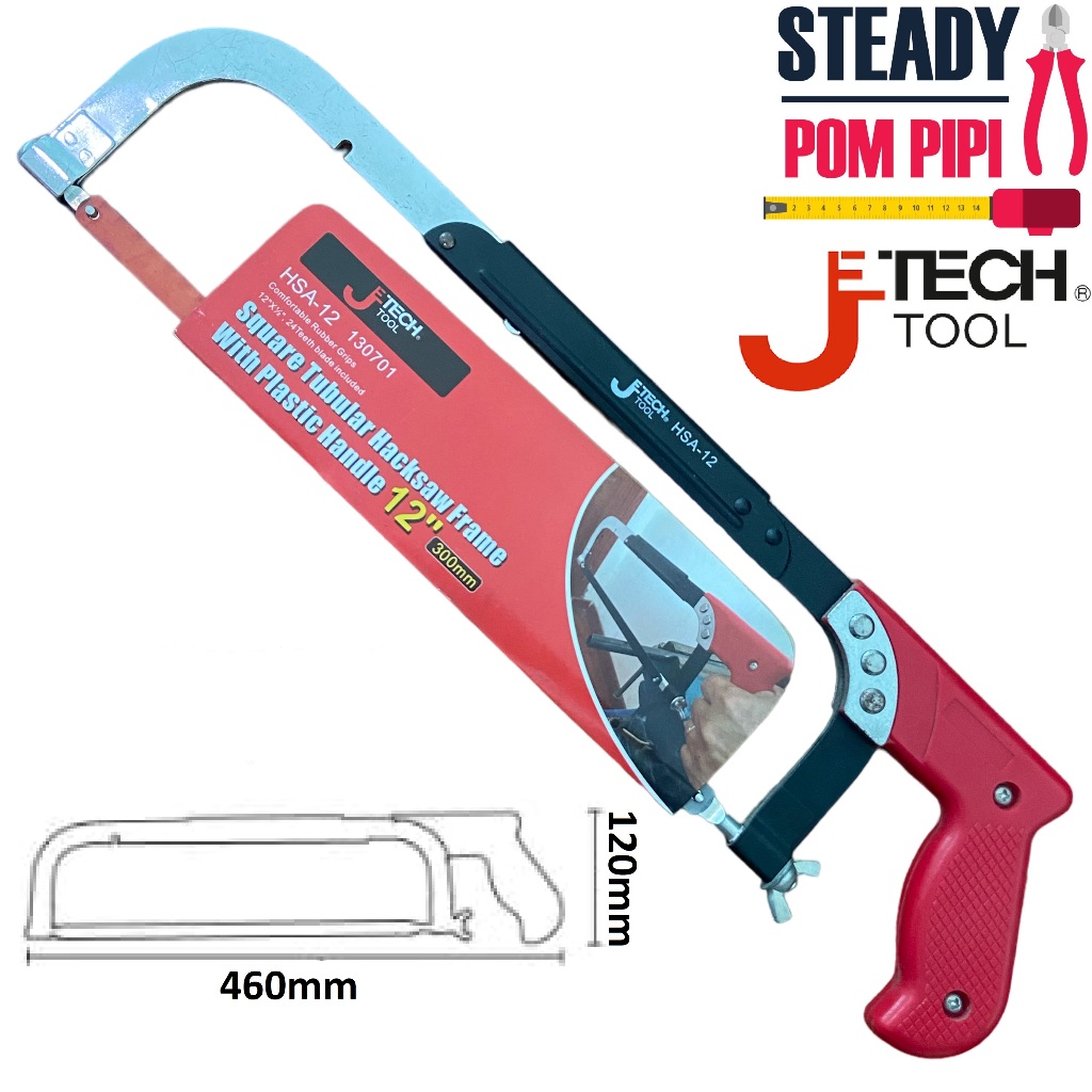 12” HSA-12 JETECH STEEL HACKSAW FRAME WITH BLADE / IRON HAND SAW ...