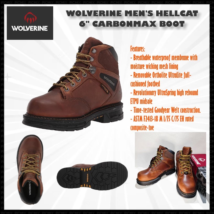 WOLVERINE MEN'S HELLCAT ULTRASPRING™ 6" CARBONMAX® WORK BOOT (READY ...