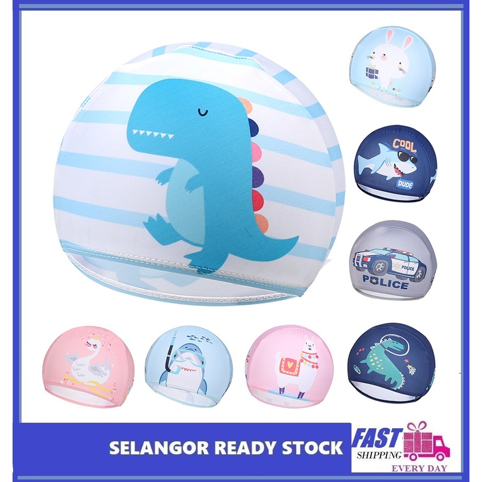 Stock Selangor Kids Swimming Cap Boy Girl Swim Cap Kids Safety Cartoon ...