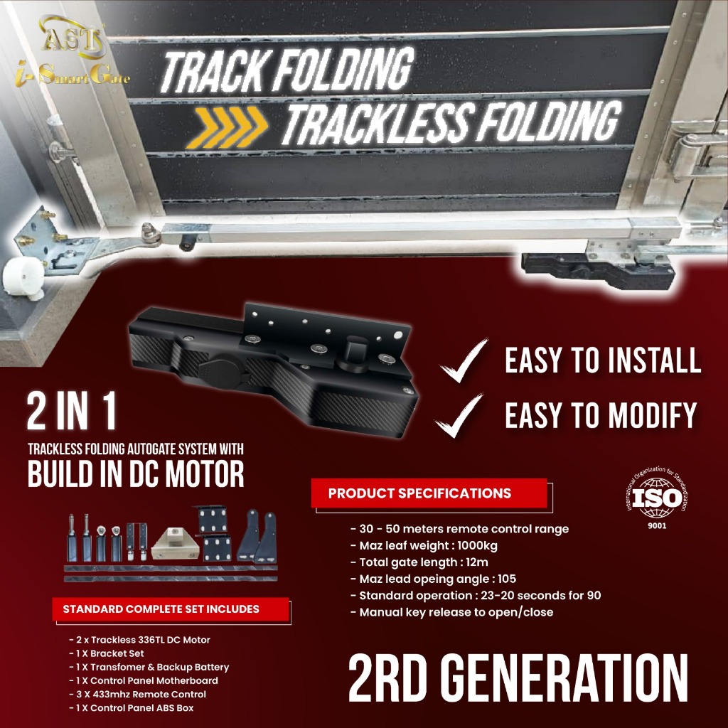 336 TL Trackless Folding Motor Auto Gate System DC Motor Build In 2 IN ...