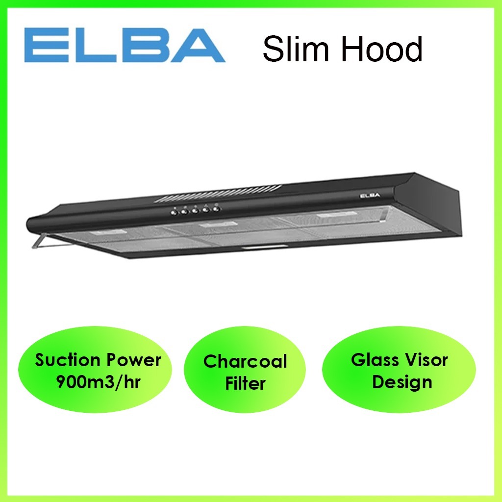 ELBA Slim Cooker Hood Suction Power 900m3/hr ESHM9098(BK) 3 Feet 3 Kaki ...