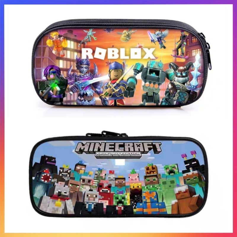 Minecraft Roblox Pencil Case Zip Canvas Multi Compartment Organizer Beg ...