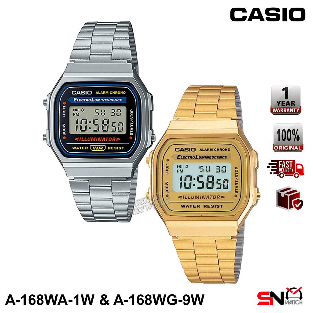 Casio Vintage A168WA A168WG Square Face Digital Stainless Steel Band ...