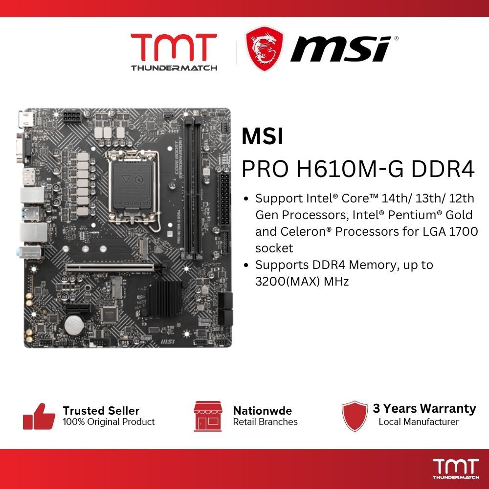 TMT MSI H610M-G LGA1700 Intel H610 PRO DDR4 mATX Motherboard | Shopee ...