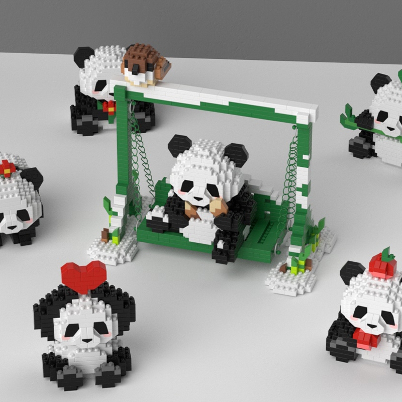 Mainan Cute Panda Building Blocks DIY China's National Treasure Nano ...