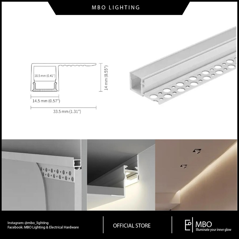 LED Aluminium Profile Recessed Ceiling Corner White （ Casing Only ...