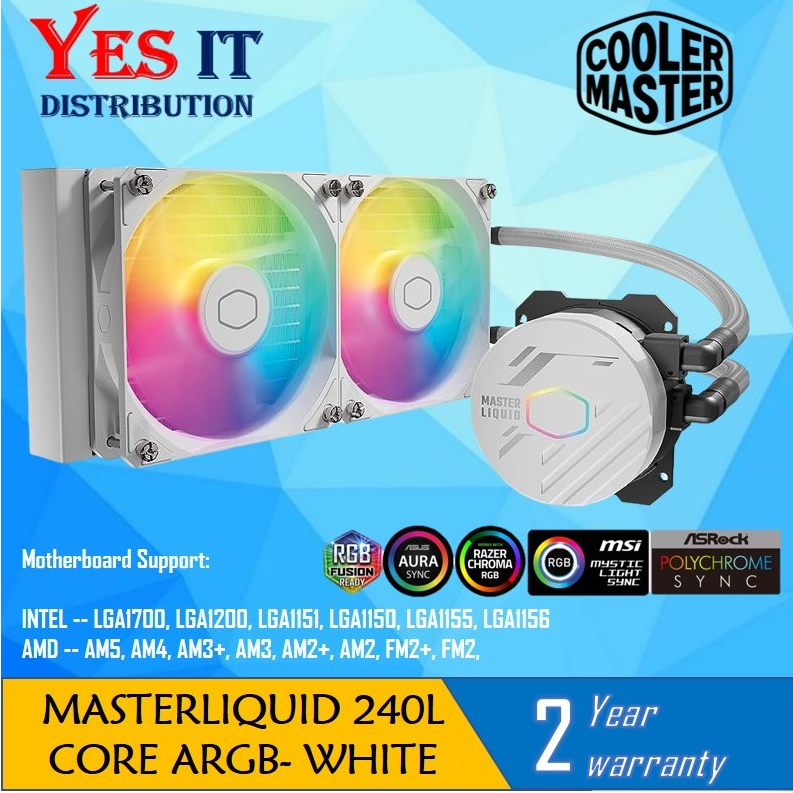 COOLER MASTER MASTERLIQUID 240L CORE ARGB / ML240 ILLUSION AIO COOLER ...