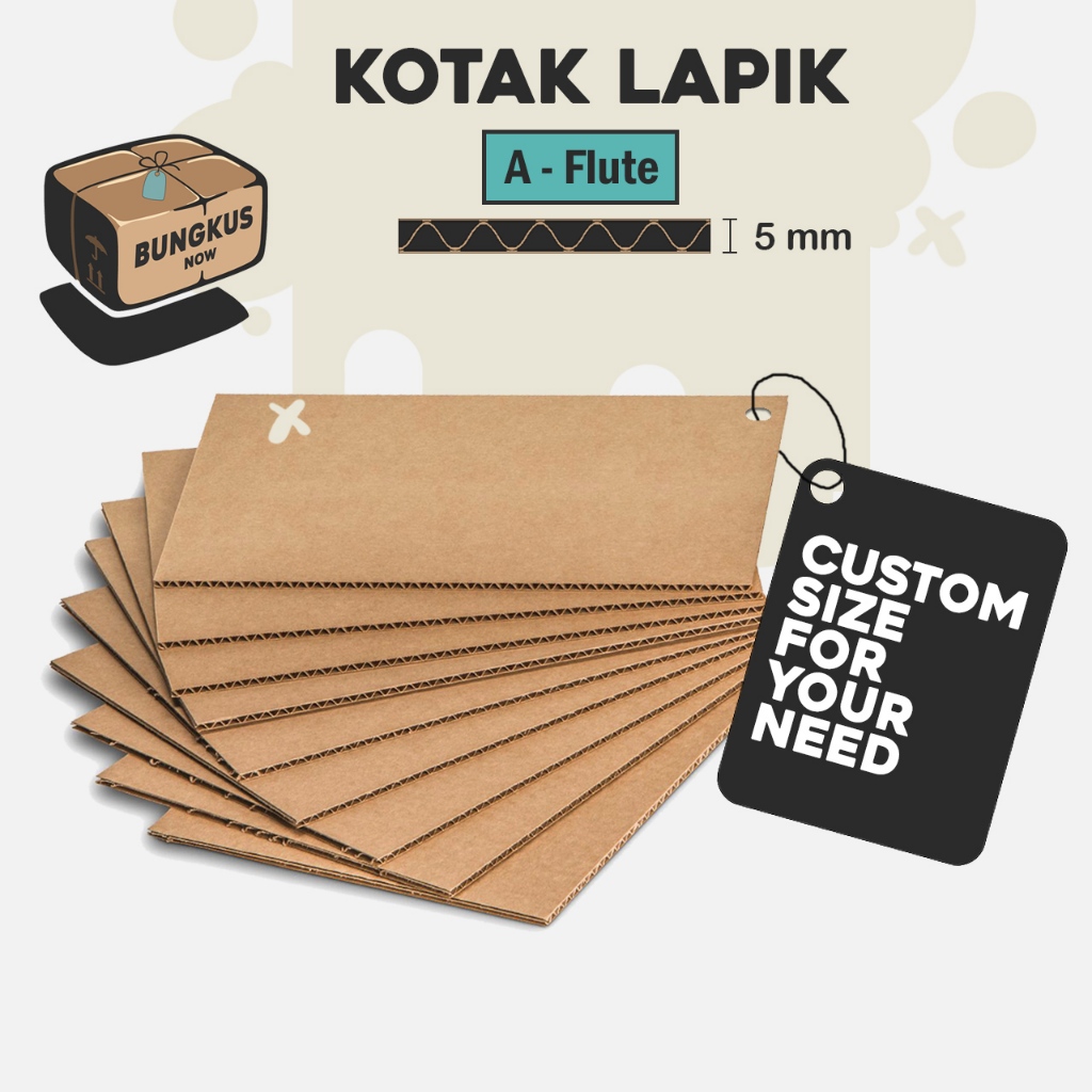 BungkusNow Custom Size for Kotak Lapik Corrugated Board 5mm thk Layer ...