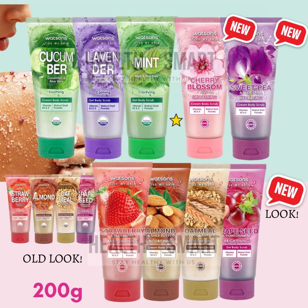 Watsons Gel Body Scrub Strawberry Blueberry / Grapeseed / Cucumber ...