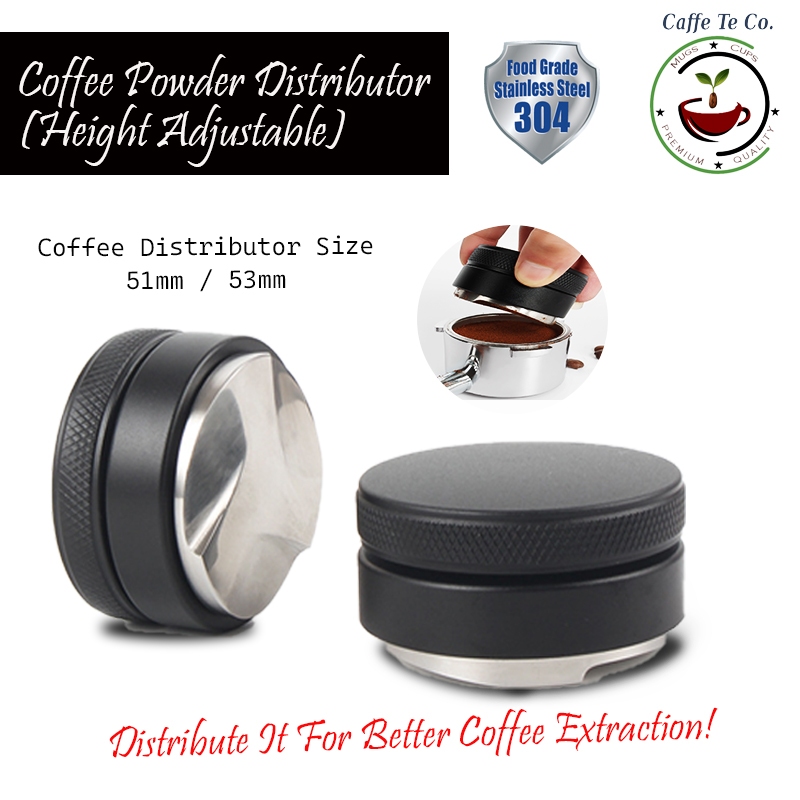 Espresso Coffee Distributor & Leveler Height Adjustable 51mm / 53mm ...