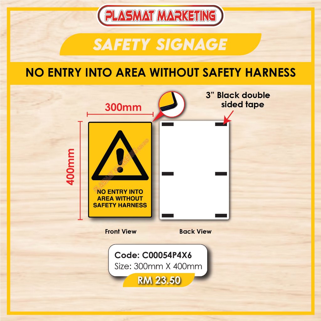 Safety Sign. No Entry Into Area Without Safety Harness | Shopee Malaysia