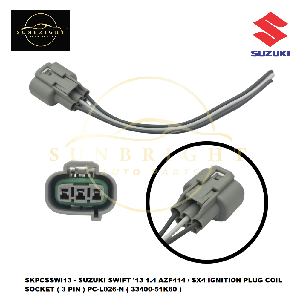 SUZUKI SWIFT '13 1.4 AZF414 / SX4 IGNITION PLUG COIL SOCKET ( 3 PIN ...