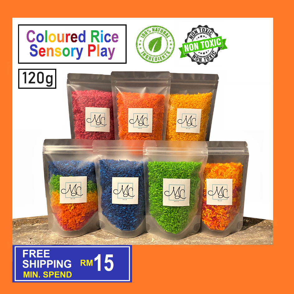 Sensory Play Coloured Rice / Rainbow Rice, 120g (non-toxic, kid ...