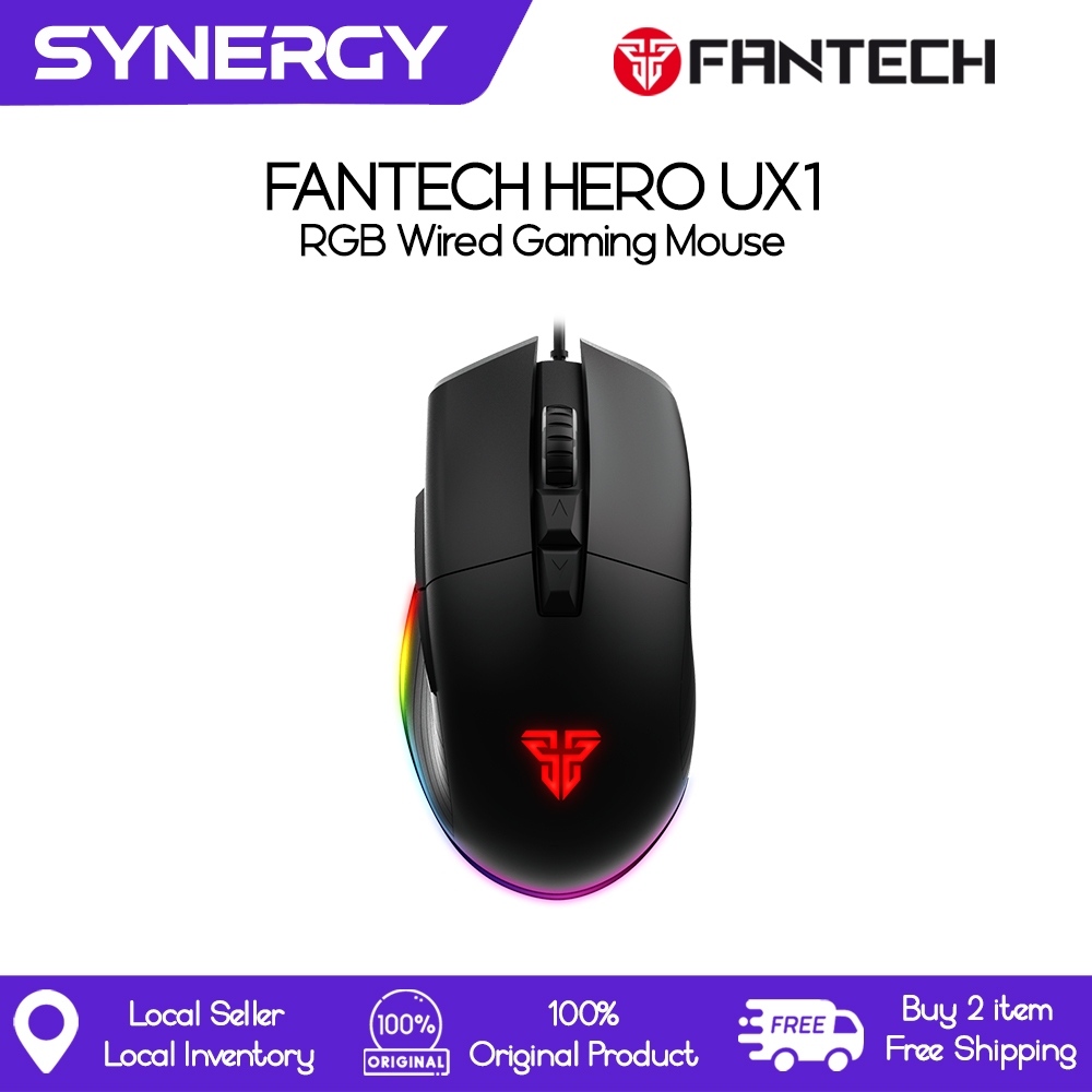 Fantech Gaming Mouse Hero UX1 with RGB, Up to 16000 DPI, 1000Hz Polling ...