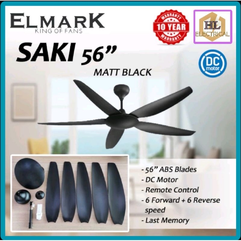 ELMARK SAKI 56 INCH DC MOTOR 5 BLADE ABS CEILING FAN 6+6 SPEED REMOTE ...