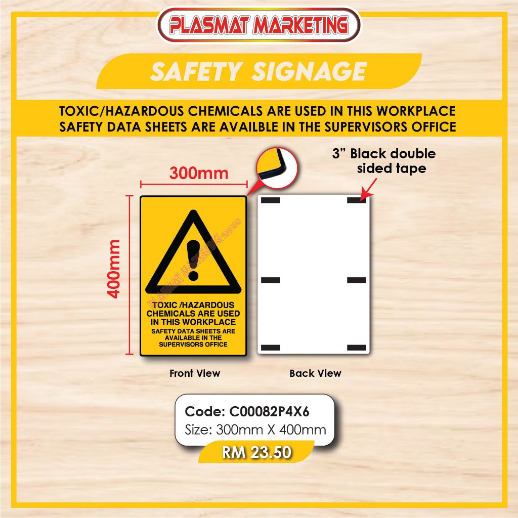 Safety Sign. Toxic/Hazardous Chemicals Are Used In This Workplace ...