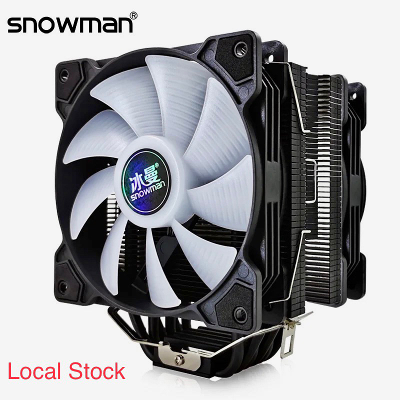 SNOWMAN BLACK EDITION MT6 MT-6 12cm CPU Heatsink Dual Fan 6 Pure Copper ...