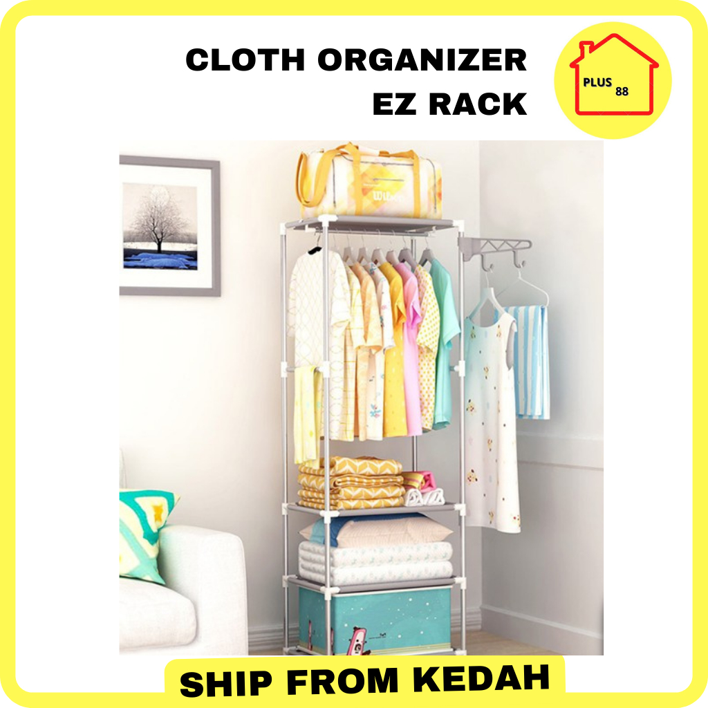 Korean DIY Multipurpose Cloth Organizer Stand Rack Wardrobe Storage ...