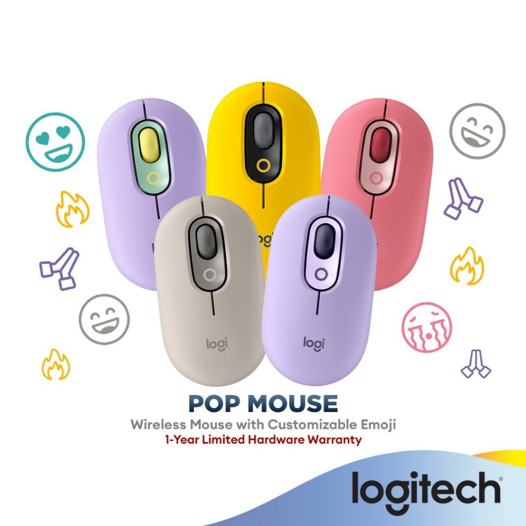Logitech POP Mouse Wireless Customisable Emojis SilentTouch Technology ...