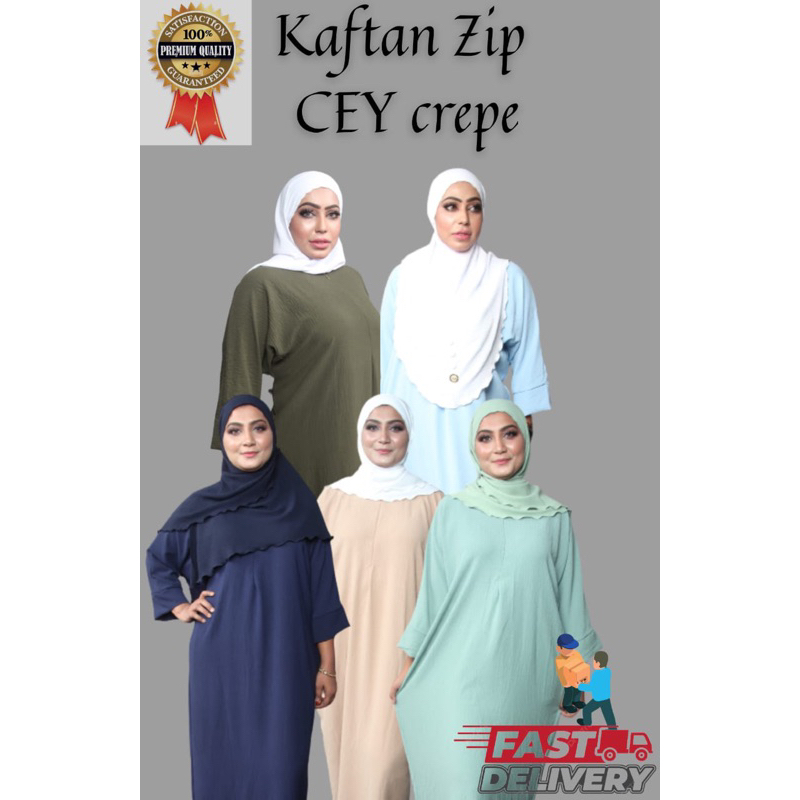 Exclusive Arrivals Free size kaftan ironless (CEY CREPE) | Shopee Malaysia