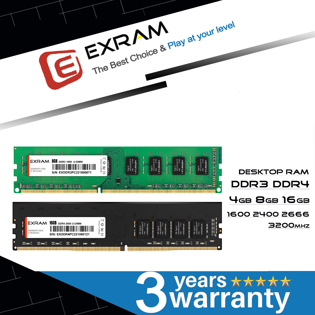 EXRAM DDR4 DDR3 4GB 8GB 16GB 1600/2400/2666/3200MHz PC3-12800 PC4-19200 ...