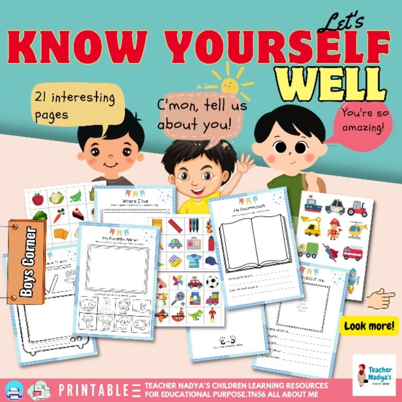 [ PRINTABLE / PDF ] All About Me Girl & Boy Version | Know Yourself ...