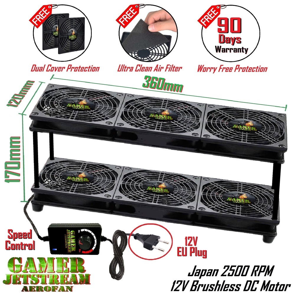 120x360mm - 6 Fan - 2 Tier With Speed Control GAMER JETSTREAM AEROFAN ...