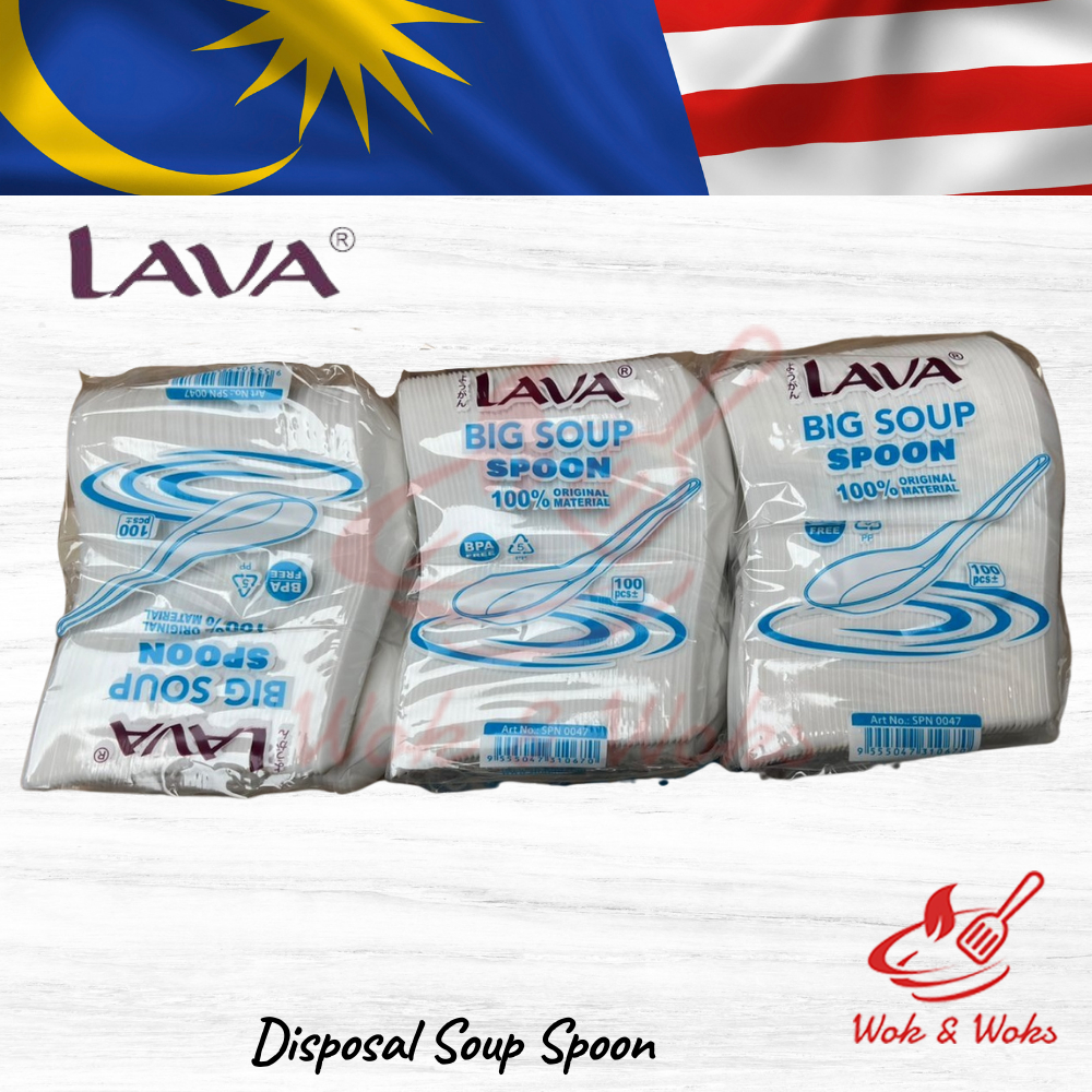 Lava Brand Disposal Plastic White Soup Spoon / Sudu Sup Putih Plastik ...