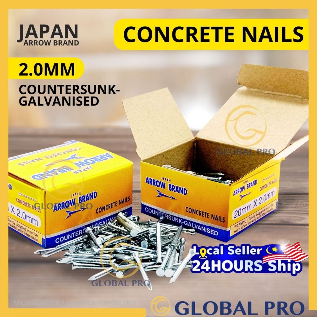 1BOX ARROW BRAND Japan Technology Casing Head Concrete Nail16mm/20mm ...